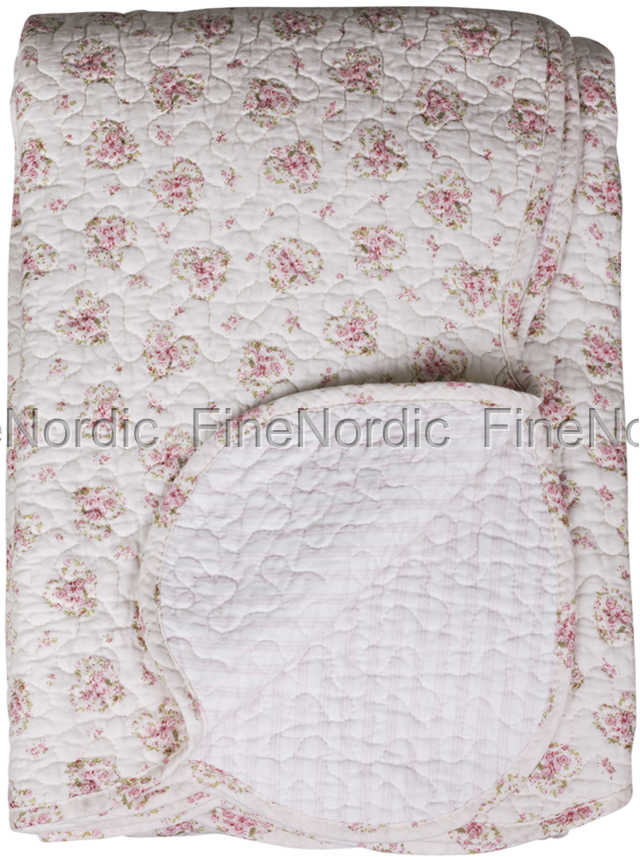 Chic Antique Quilt mit Rosen und Streifen Creme