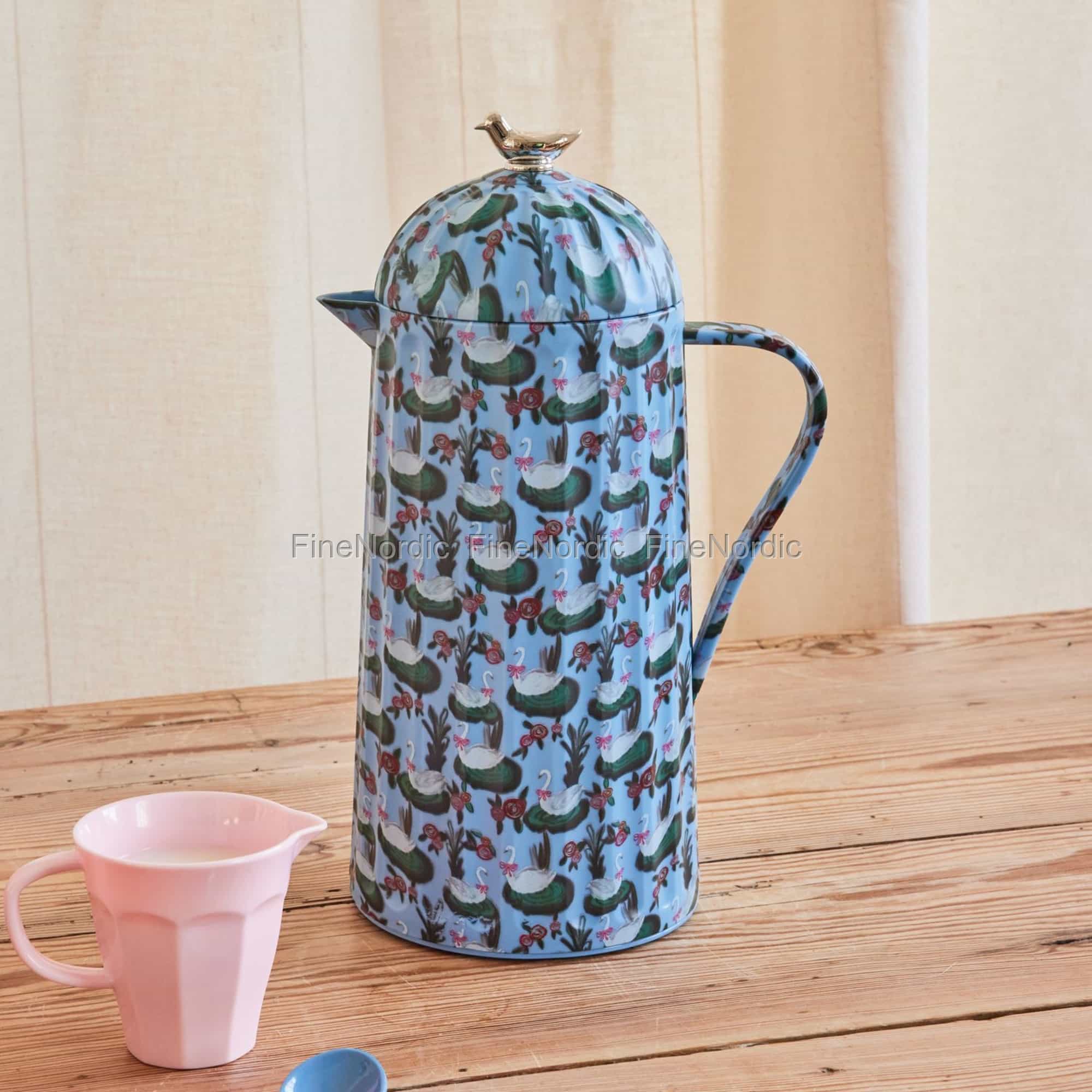 Rice Thermoskanne - Silberner Vogel auf Deckel "Swan Lake" - 1 Liter